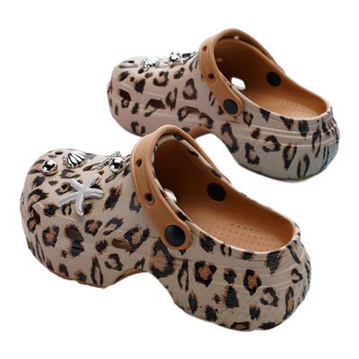 豹纹洞洞鞋女款时尚网红潮流百搭