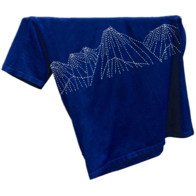 靛手工蓝染刺子绣山系恤蓝色