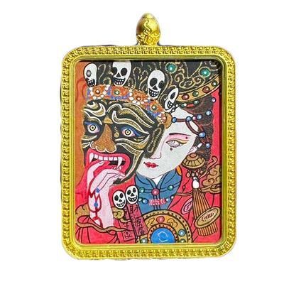 『藏说』西藏纯手绘扎基拉姆唐卡藏式文玩嘎乌盒饰品项链吊坠佛牌