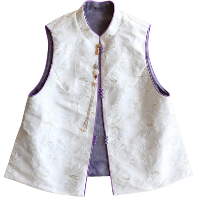 云澍对襟两面穿立领印花马夹