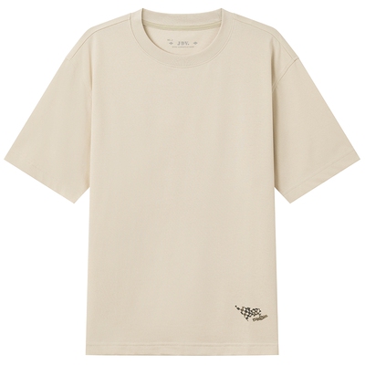 JDV商场同款男士米色短袖印花T恤