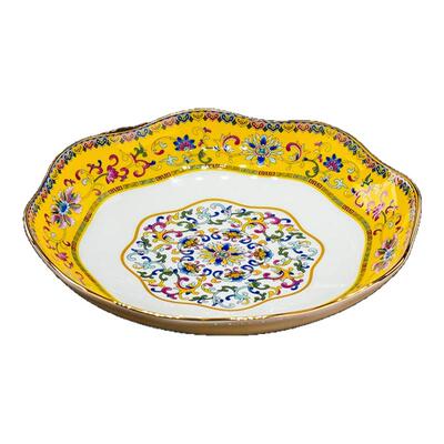 8英寸骨瓷中式描金花边深盘