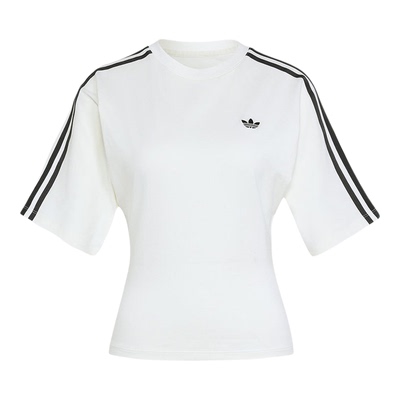 阿迪达斯Adidas三叶草女子2026新款经典三条纹运动短袖T恤 KY5093