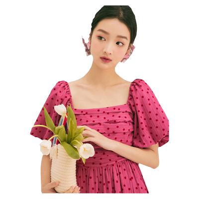 Oece复古波点连衣裙2022年夏装