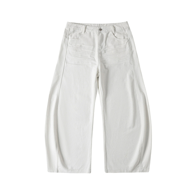 LR MADE 26SS 立体压褶猫须 定制小皮牌 小弯刀白牛休闲牛仔长裤