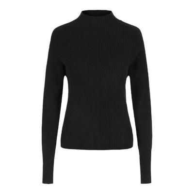 MESUX米岫冬季新款100%山羊绒黑色条纹拼接打底毛衫女MLWUE434