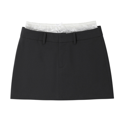 大于诗集职场整顿达人蕾丝拼接假两件半身裙短裙女高腰显瘦包臀裙