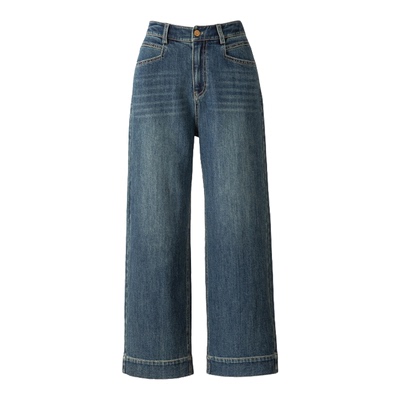 九分宽边牛仔直筒裤女春秋新款