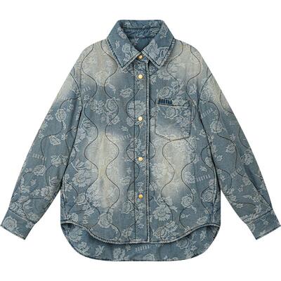 UOOYAA乌丫牛仔提花衬衫式棉服