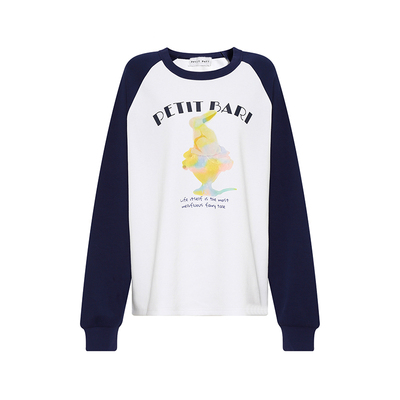 PetitBari撞色笑脸巴菲长袖上衣