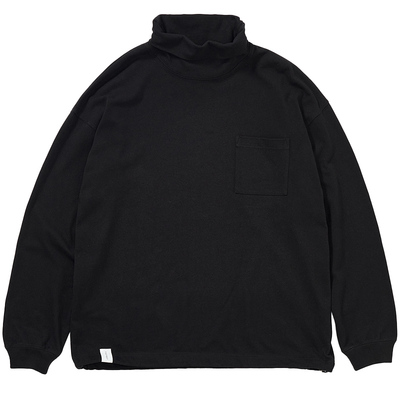 重磅纯色高领长袖t恤情侣日系