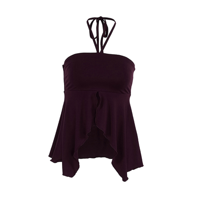 女士背心性感挂脖吊带上衣开叉