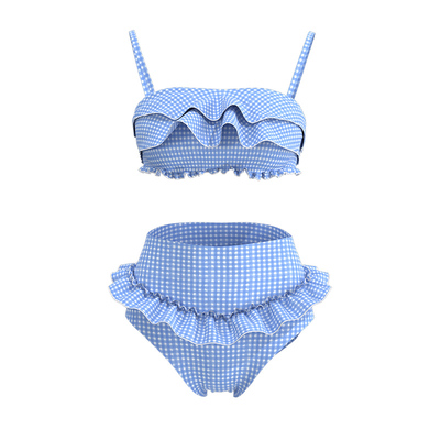 atlanticbeach度假泳衣 2024复古格纹系列甜美荷叶边分体泳衣女