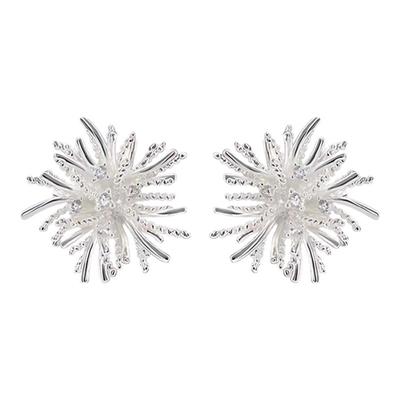 气质轻奢银色烟花耳钉