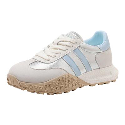 星期六复古拼色厚底增高阿甘鞋