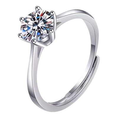 正品莫桑石钻戒六爪s925戒指情侣求婚结婚表白生日礼物送女友