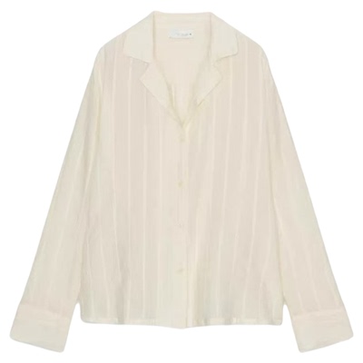 清冷风翻领棉纺条纹衬衫