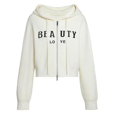 FIVE PLUS针织开衫女毛衣短上衣拉链连帽别致外套