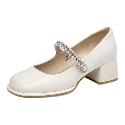 KISSKITTY方头粗跟玛丽珍单鞋