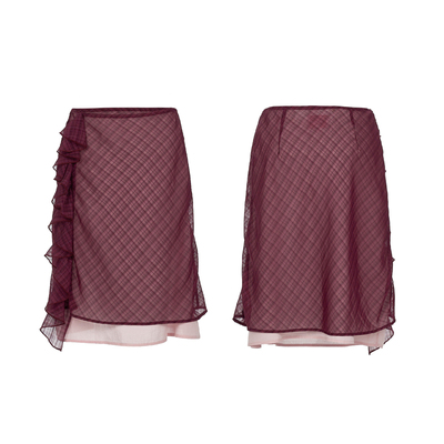 Palavas桃金娘纱影半裙紫色格纹