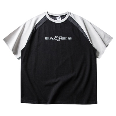 GOKIGA日系插肩袖印花短袖T恤男