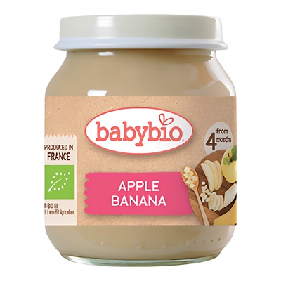 babybio 法国婴儿宝宝有机香蕉苹果130gX4营养健康果蔬蓉果蔬泥版