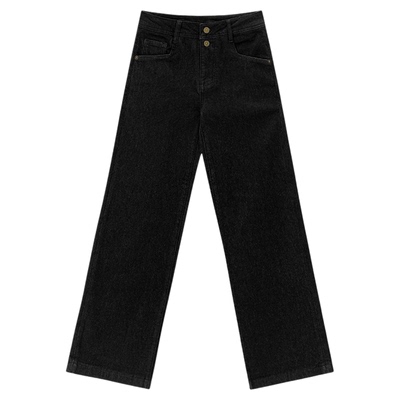 古月经典双粒扣直筒黑原牛牛仔裤
