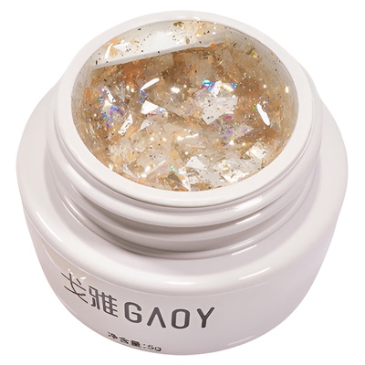gaoy戈雅极光云母贝壳甲油胶2026年新款冰透色爆闪金箔亮片指甲胶