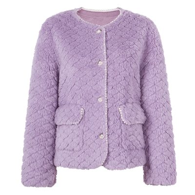 钻饰保暖仿皮草毛绒短外套