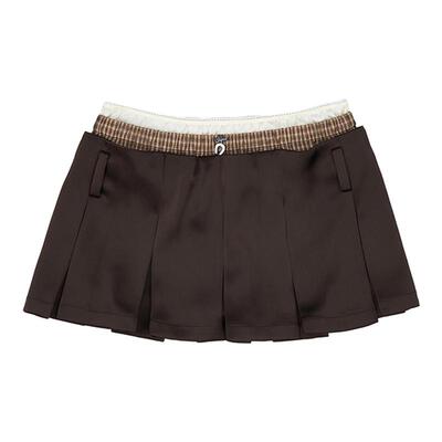 【ENG】Effet de Soleil三腰头缎面百褶裙低腰短裙女装新品26夏