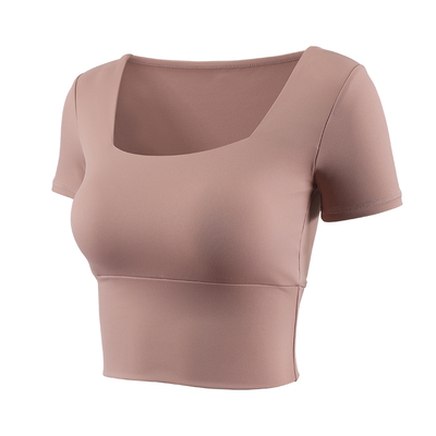 Ackdcs带胸垫瑜伽服短袖健身上衣