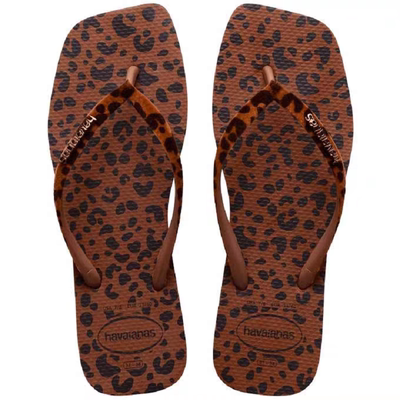havaianas平底女士豹纹人字拖鞋