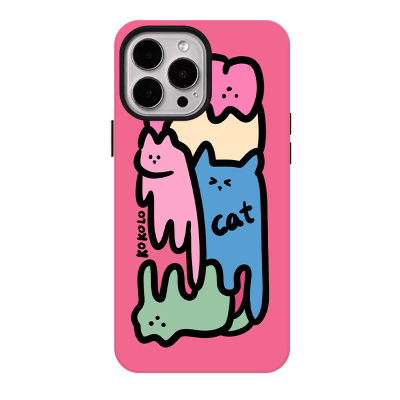 撞色涂鸦猫咪适用苹果17promax手机壳iphone16pro菲林磁吸支架个性华为P80小米15小众vivo防摔保护壳oppo可爱