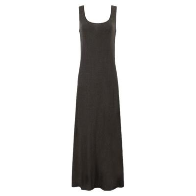 圆领无袖A字长款针织吊带连衣裙