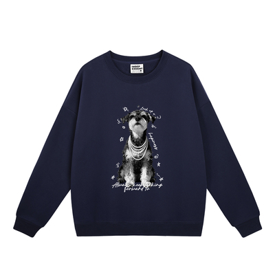 chic韩系小众复古印花圆领卫衣