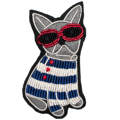 手工刺绣斗牛犬胸针印度丝