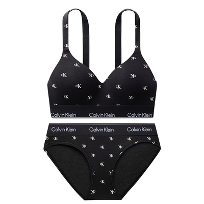CK女士无钢圈薄文胸印花三角内裤