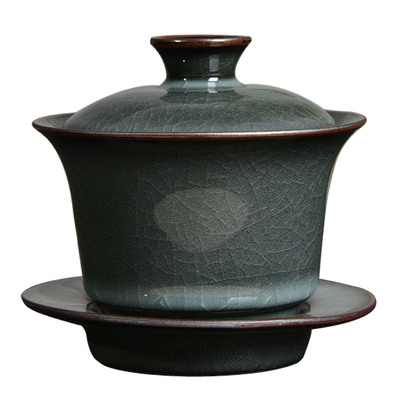 涵青堂铁胎冰裂纹盖碗茶碗