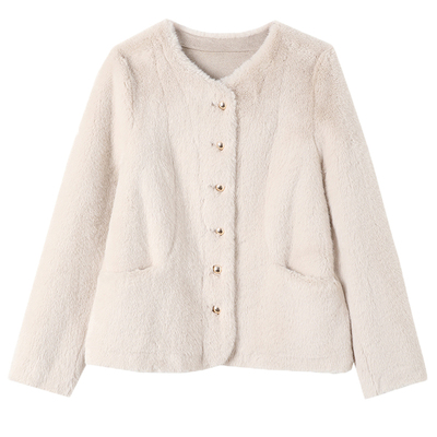 恒源祥皮毛一体貂毛短款外套女