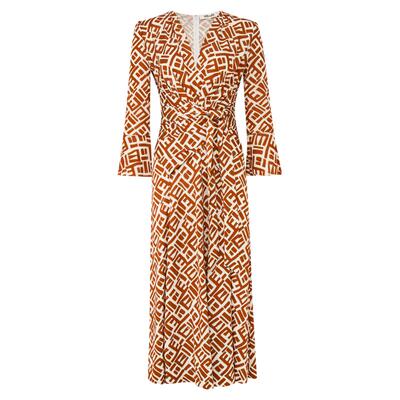 DVF2026春夏新款迷宫几何摩登针织拼接弹力网纱裹身连衣裙DW1U017
