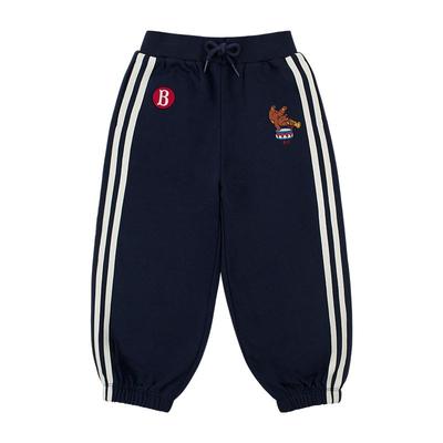 贝贝品诺儿童小熊印花侧边条纹裤