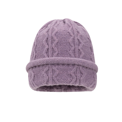 韩版绞花针织毛线帽女时髦保暖大头围冷帽百搭显脸小包头帽堆堆帽