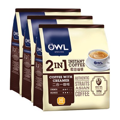 马来西亚无糖条装即溶猫头鹰咖啡