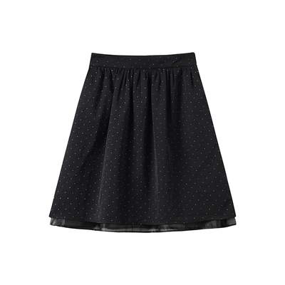 AXIA法式波点中长裙女夏季A字裙子百搭大摆高腰温柔气质伞裙2025