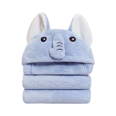 三利儿童浴袍洗完澡穿的浴巾带帽斗篷可穿宝宝速干保暖a类洗澡巾