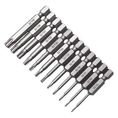 梅花批头电动螺丝刀手电钻风披起子头S2强磁加硬六星六角米字套装