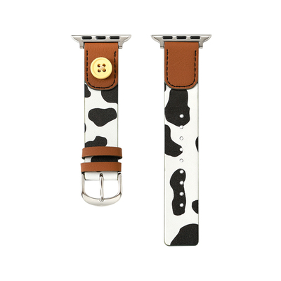 原创拼色奶牛真皮表带