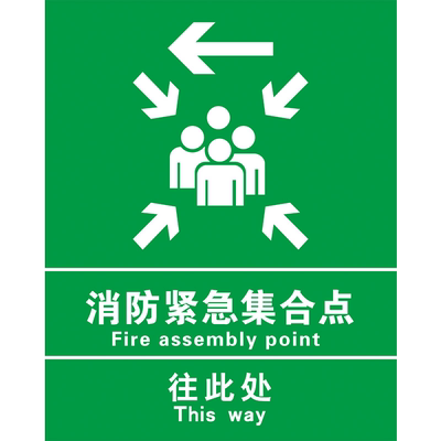 紧急疏散集合点标识牌指示