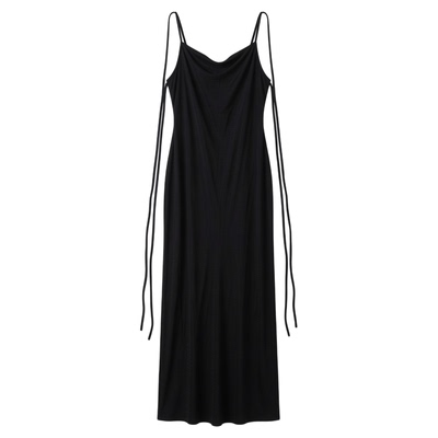 女士露背系带挂脖连衣裙