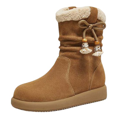 TATA他她小熊雪地靴冬季加绒厚底休闲靴保暖西部堆堆短靴CHD02DZ5